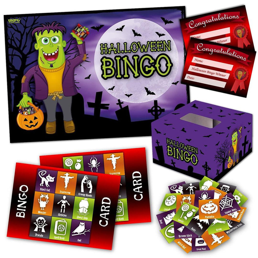 Halloween Bingo Card - Party Game Up-to 20 Players Includes Caller Box