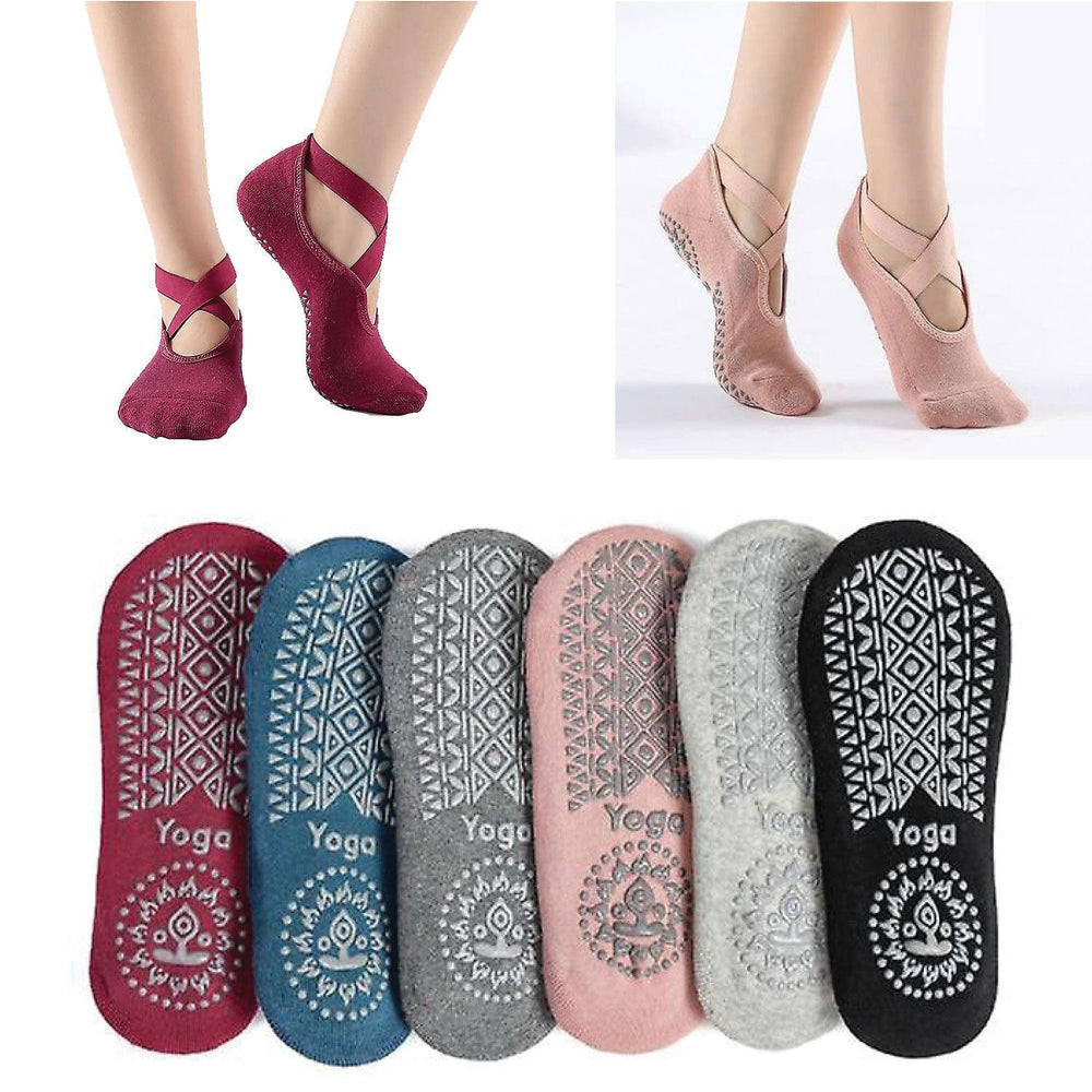 Home Grip Pilates Socks - Anti-Slip Toeless Yoga Socks Ballet Grip Socks