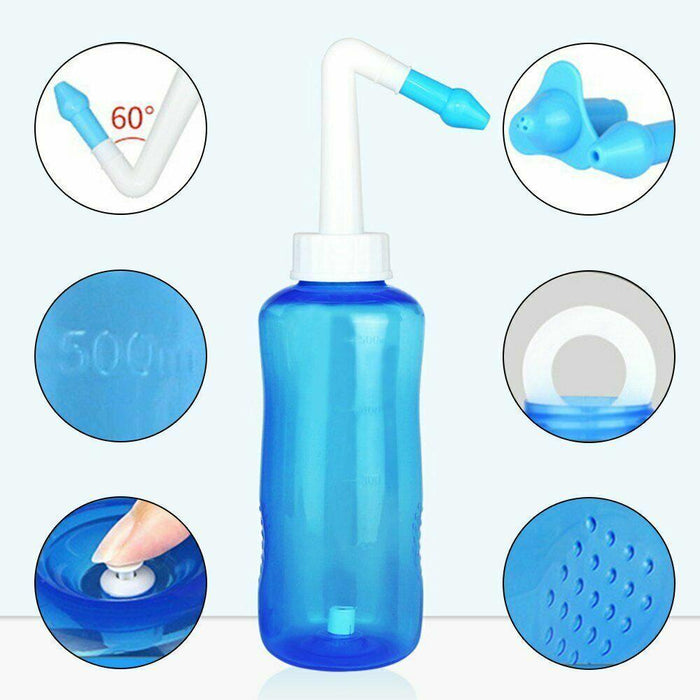 Home Sinus Rinse Kit - 300/500ML Neti Pot Sinus Rinse Bottle Nose Wash ...